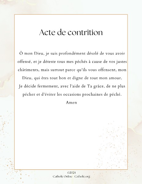 Acte de contrition – Act of Contrition in French (FREE PDF) | Catholic ...