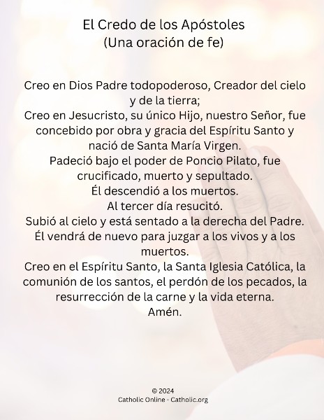 El Credo de los Apóstoles – The Apostles’ Creed in Spanish (FREE PDF ...