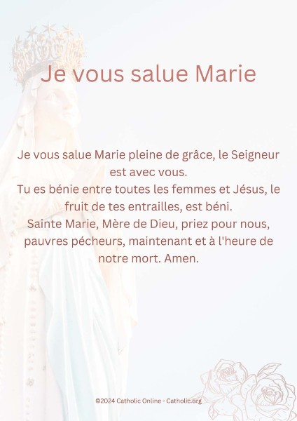 Je vous salue Marie – Hail Mary in French (FREE PDF) | Catholic Online ...